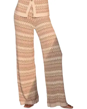 Mint Velvet Striped Knit Trousers - Neutral