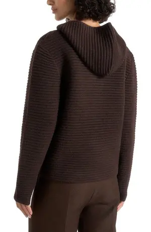 Manière De Voir Ribbed Knit Zip Hoodie