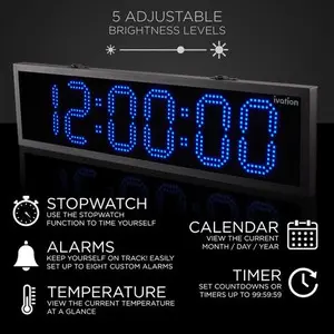 IVATION 48 Waterproof Outdoor Digital Led Clock With Auto Time Sync