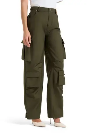 Manière De Voir Maniere De Voir High Rise Wide Leg Cargo Trousers - Olive