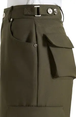 Manière De Voir Maniere De Voir High Rise Wide Leg Cargo Trousers - Olive