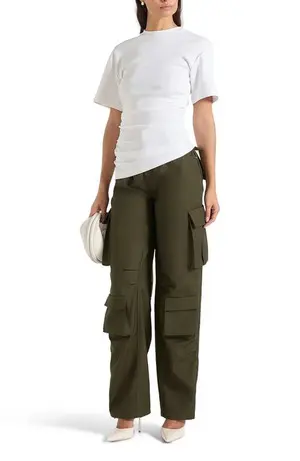 Manière De Voir Maniere De Voir High Rise Wide Leg Cargo Trousers - Olive