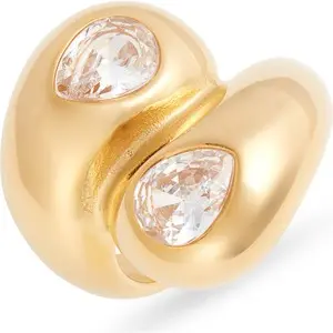 VIDAKUSH 18k -plated Teardrop Cubic Zirconia Statement Ring - Gold