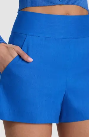Alice + Olivia Donald High Waist Shorts - Blue Iris