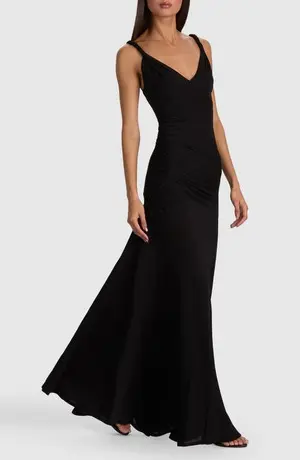 Alice + Olivia Bianca Twist Strap Ruched Sleeveless Maxi Dress