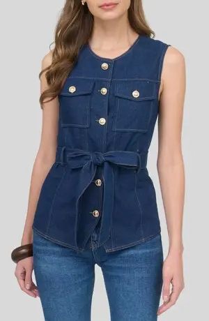 ZOE AND CLAIRE Sleeveless Tie Waist Vest