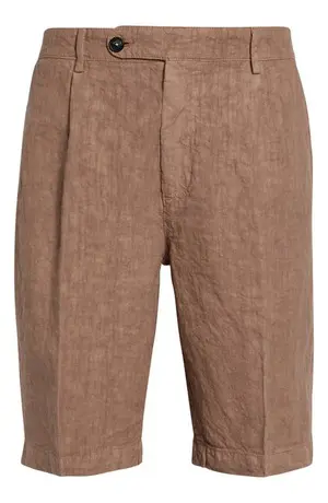 Massimo Alba Pleated Longline Linen Shorts