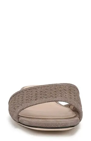 Veronica Beard Myla Perforated Slide Sandal - Bark