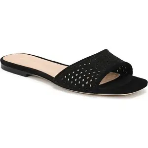 Veronica Beard Myla Perforated Slide Sandal - Black