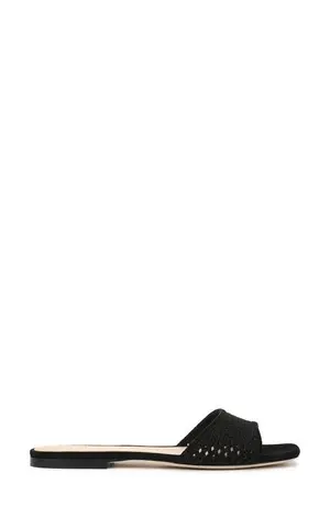 Veronica Beard Myla Perforated Slide Sandal - Black