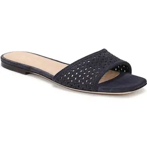 Veronica Beard Veronica Beard Myla Perforated Slide Sandal Navy