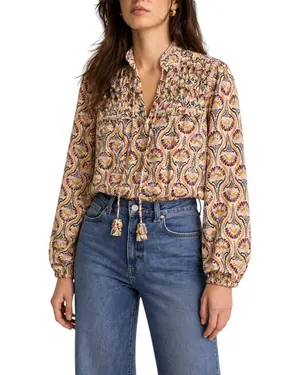 Mint Velvet Floral Print Ruffle Blouse - Brown