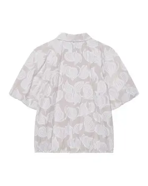 Mint Velvet Cotton Jacquard Puff Sleeve Shirt