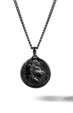VINCERO Lion Pendant Necklace - Black