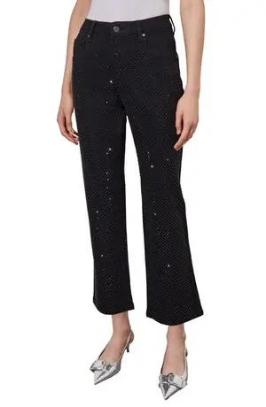 Ming Wang Crystal Embellished Flared Jeans