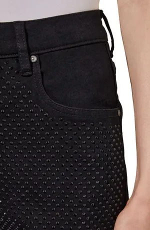 Ming Wang Crystal Embellished Flared Jeans