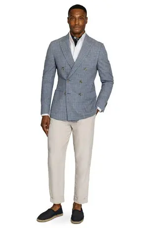 BROOKLYN BRIGADE Douglas Double Breasted Plaid Blazer