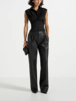 Manière De Voir Gathered Twist Sleeveless Top - Black