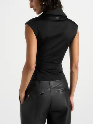 Manière De Voir Gathered Twist Sleeveless Top - Black