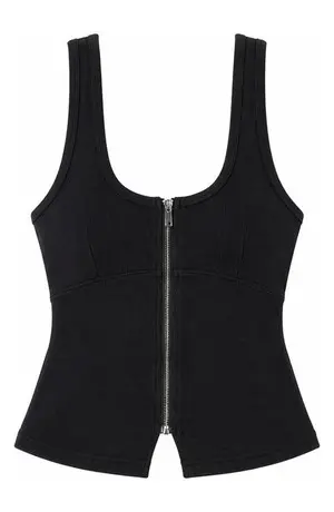 Abrand Denim Zip Front Bustier Tank