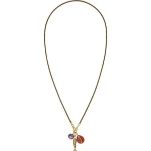 ROXANNE ASSOULIN The Cubic Triple Charm Cord Pendant Necklace - Multi