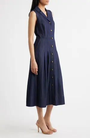 Vince Camuto Sleeveless Midi Dress With Button Detail