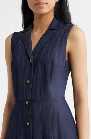 Vince Camuto Sleeveless Midi Dress With Button Detail