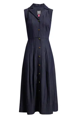 Vince Camuto Sleeveless Midi Dress With Button Detail