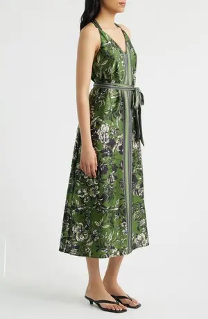 Eliza J Floral Satin Halter Neck Midi Dress