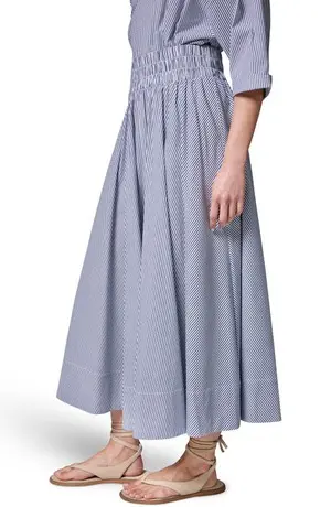 Donna Karan New York Stripe Stretch Cotton Maxi Skirt