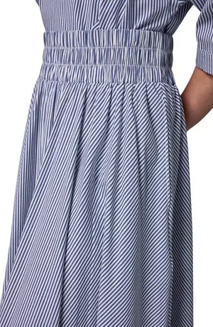 Donna Karan New York Stripe Stretch Cotton Maxi Skirt