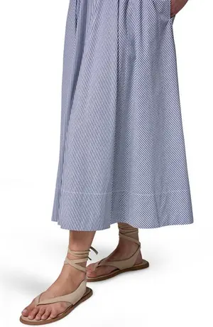 Donna Karan New York Stripe Stretch Cotton Maxi Skirt