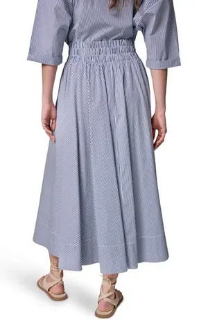 Donna Karan New York Stripe Stretch Cotton Maxi Skirt