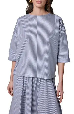 Donna Karan New York Stripe Stretch Cotton Top - Night Fall