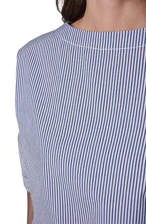 Donna Karan New York Striped Cotton Stretch Boatneck Top