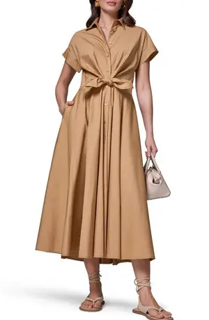 Donna Karan New York Tie-waist Midi Shirtdress - Fawn