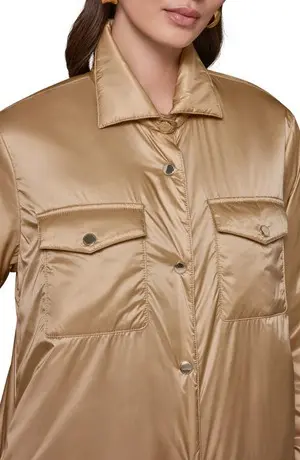 Donna Karan New York Snap Front Shirt Jacket - Fawn