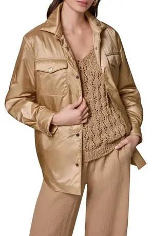 Donna Karan New York Snap Front Shirt Jacket - Fawn