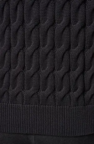 Donna Karan New York Extended Shoulder Cable Knit Cardigan - Black