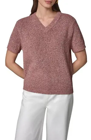 Donna Karan New York Cotton Blend V-neck Sweater - Sunbaked Multi