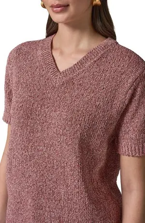Donna Karan New York Cotton Blend V-neck Sweater - Sunbaked Multi