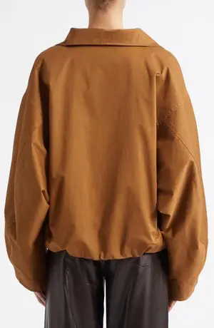 Nour Hammour François Oversized Stretch Cotton Bomber Jacket