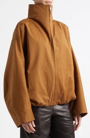 Nour Hammour François Oversized Stretch Cotton Bomber Jacket
