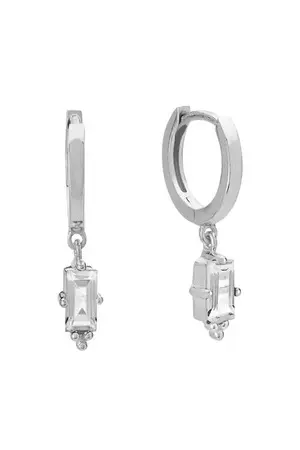 MURKANI Huggies With Hanging Baguette - Silver