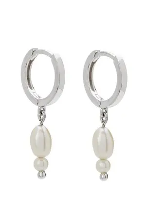 MURKANI Double Pearl Hoop Earrings - Silver