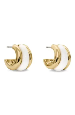 Kate Spade New York Tiny Twinkles Trio Huggie Hoop Earrings - White.