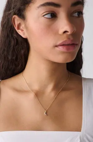 Kate Spade New York Pavé Moon Pendant Necklace - Clear/gold