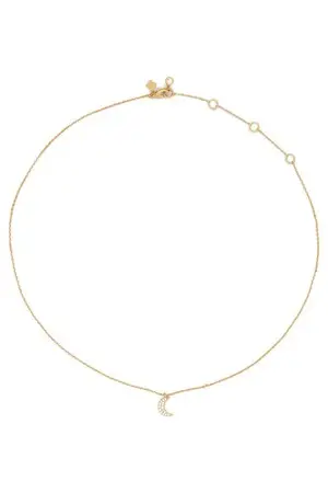 Kate Spade New York Pavé Moon Pendant Necklace - Clear/gold
