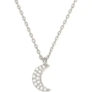 Kate Spade New York Pavé Moon Pendant Necklace - Clear/silver
