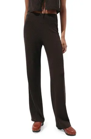 Mango Nati Textured Straight Leg Pants - Brown